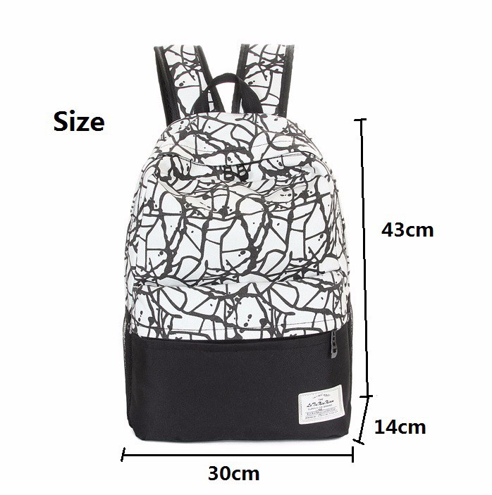 Graffiti Patchwork Men Women Canvas Backpacks Schoolbag on Luulla